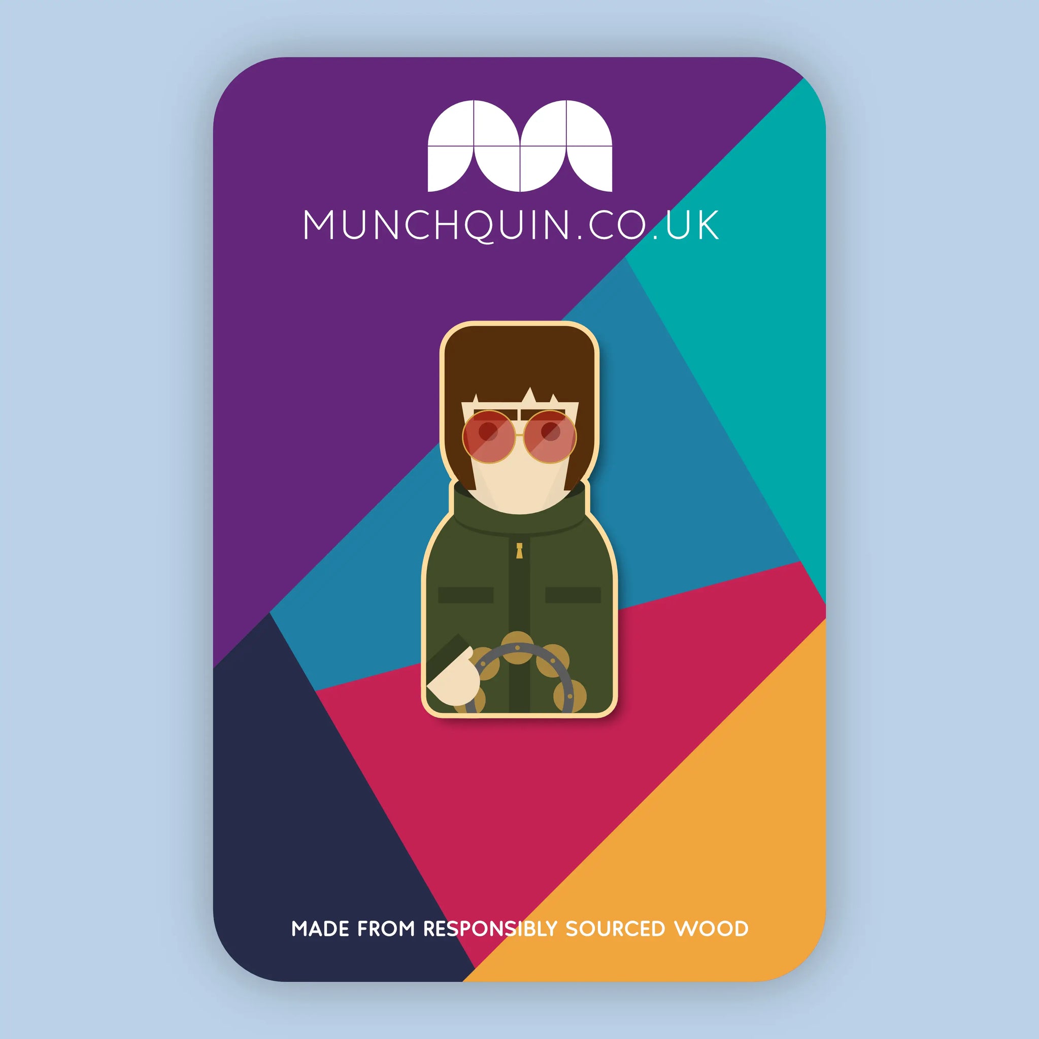 Liam Gallagher Wooden Pin Badge - Loola Loves - Munchquin – Loola Loves UK